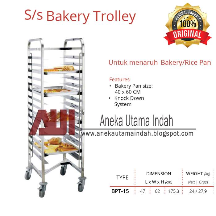 Jual Trolley Tray GETRA BPT-15 Bakery Rak Troli untuk menaruh Nampan ...