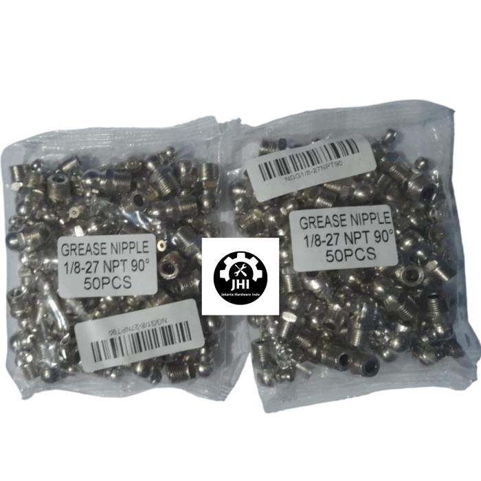 Jual ISI 50 PCS NIPPLE GREASE 1/8*27 90° NPT NIPPLE GREASE STEEL CHROME ...