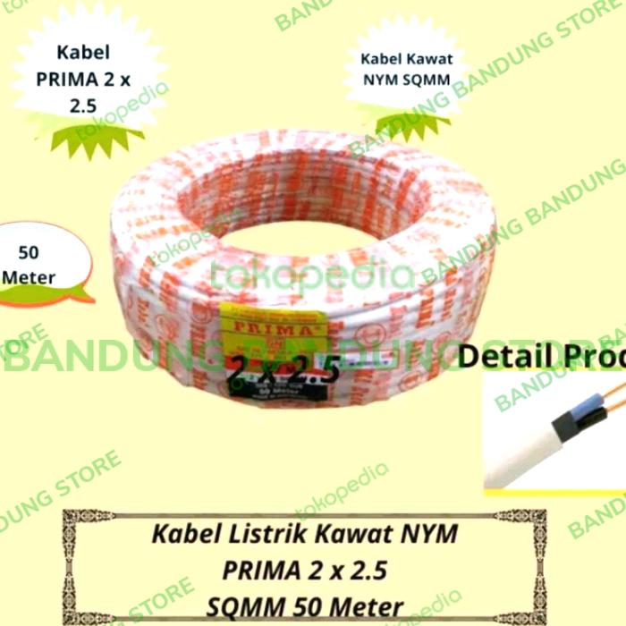 Jual PRIMA NYM 2X2, 5 2X2,5 50M KABEL LISTRIK PUTIH TUNGGAL 2X2,5 NYM ...