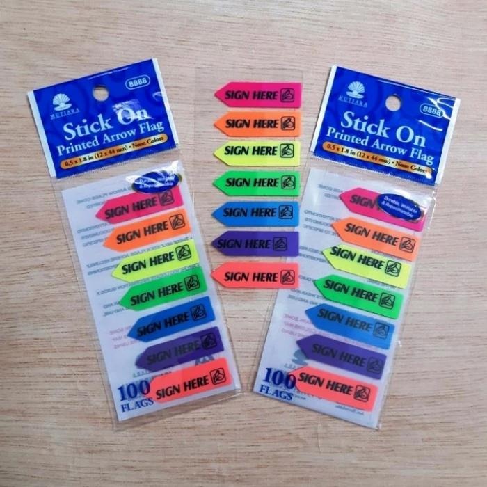 Jual Sticky Notes Tanda Tangan Sign Here Warna Panah Plastik Bazic ...