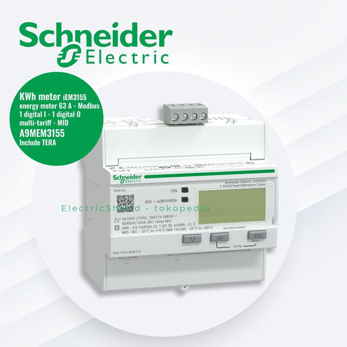 Jual KWh energy meter iEM3155 63A-Modbus-multi-tariff-MID - A9MEM3155 ...