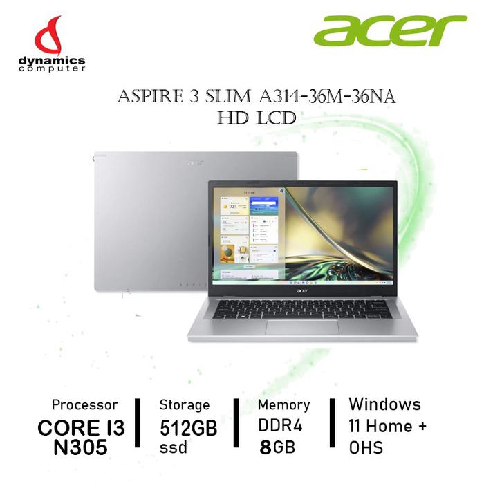 Jual Acer Aspire 3 Slim A314-36M-36NA Core i3-N305 8G 512G Win11 + OHS ...