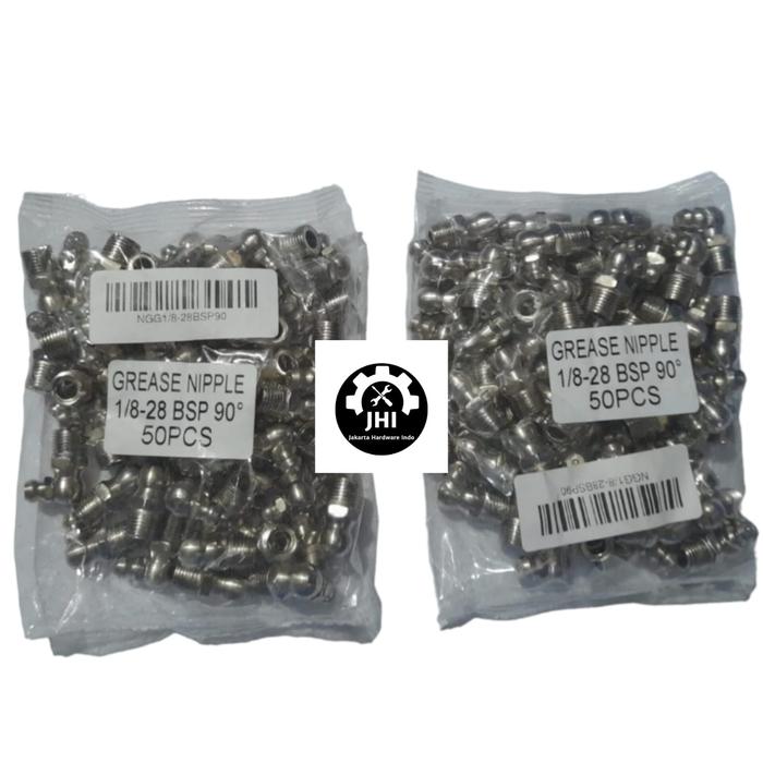 Jual ISI 50 PCS NIPPLE GREASE 1/8*28 BSP 90° NIPPLE GREASE STEEL CHROME ...