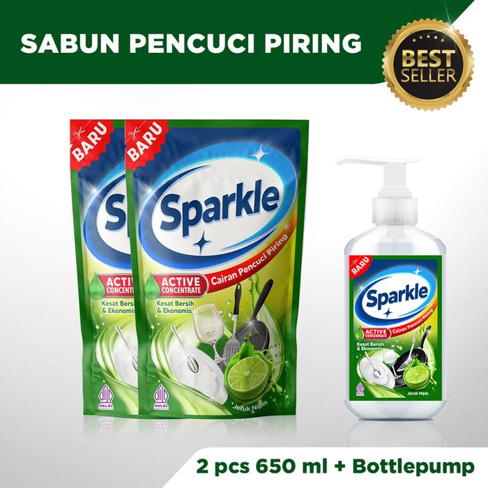 Jual Sparkle Jeruk Nipis Sabun Cuci Piring 650 ml (2pcs) + FREE bottle pump - Jakarta Timur ...