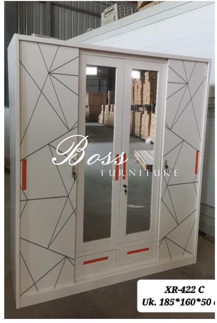 Jual Lemari Pakaian Besi Impor Stainless Sliding 4 Pintu Cemin Di ...