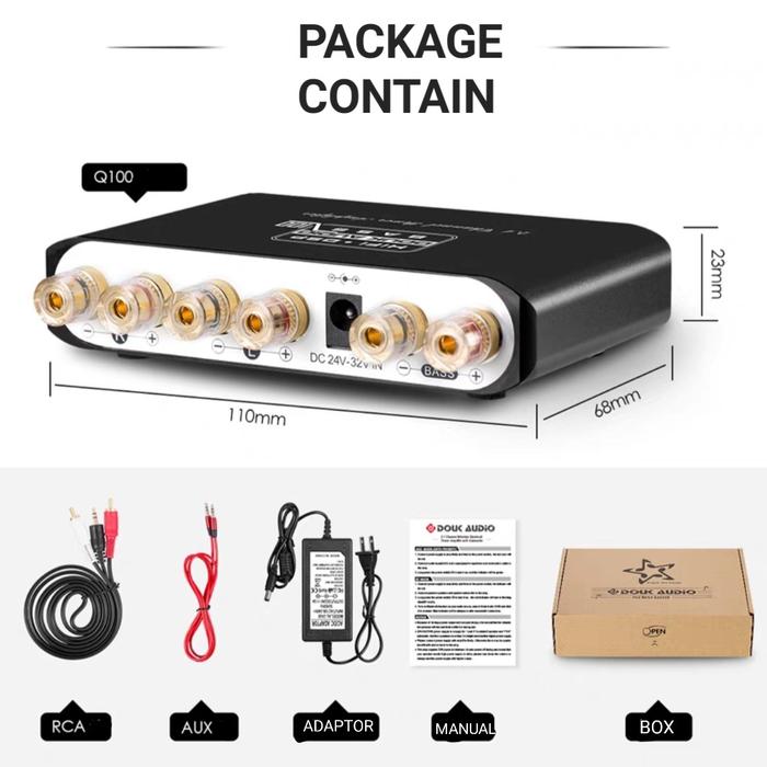 Jual DOUK AUDIO Q100 2.1 Power Amplifier 2x40w + 80w Subwoofer BT5.0 ...