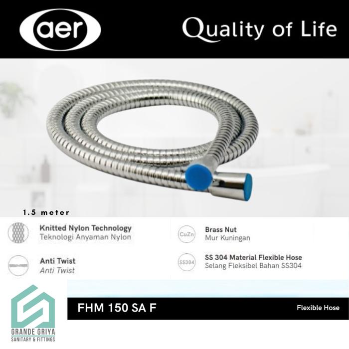 Jual AER Flexible Hose Shower Selang Fleksibel Shower 150 cm FHM 150 SA ...