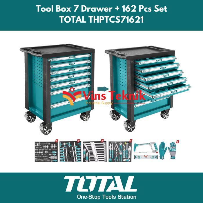 Jual Toolbox trolly kabinet 7 Drawer 162pcs SET Tool box TOTAL ...