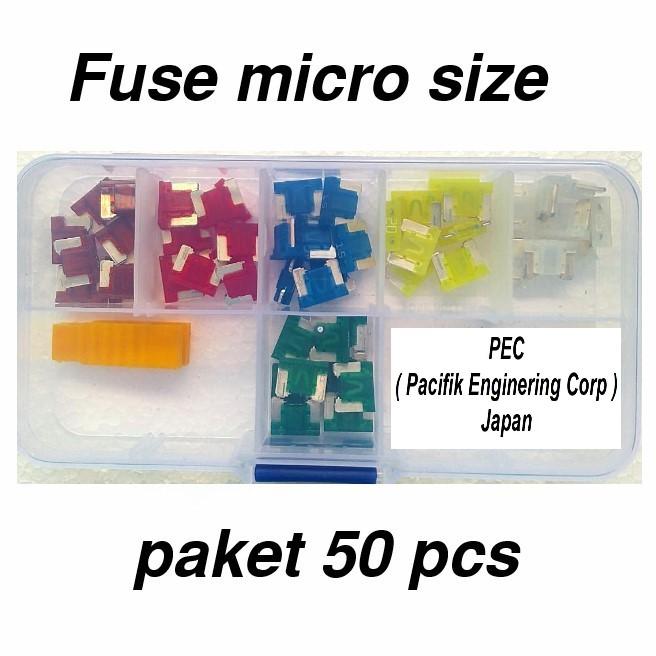 Jual paket 50 Fuse micro innova kaki pendek sekring mobil original ...