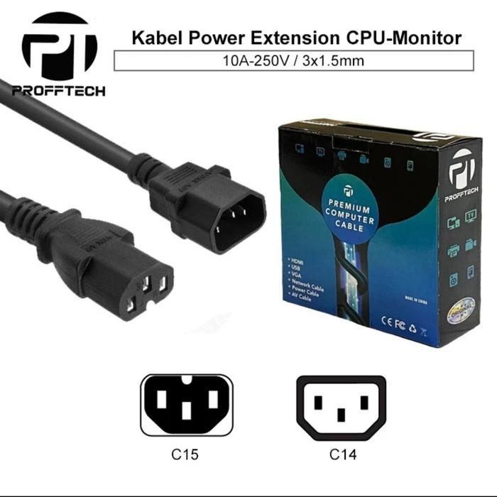 Jual Kabel Power CPU Monitor C13 - C14 2 Meter Garansi 2 thn Good ...