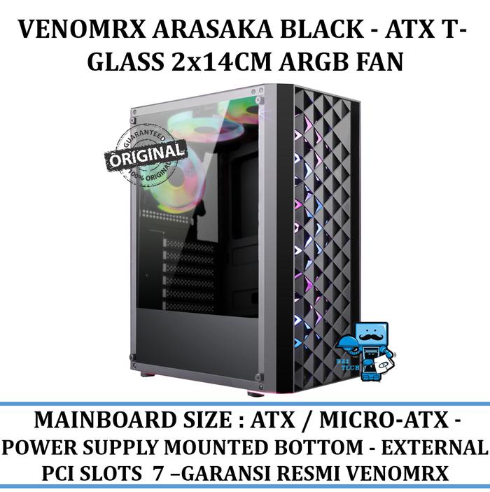 Jual Casing Pc Venomrx Arasaka Black Atx Glass 2x14cm Argb Fan ...