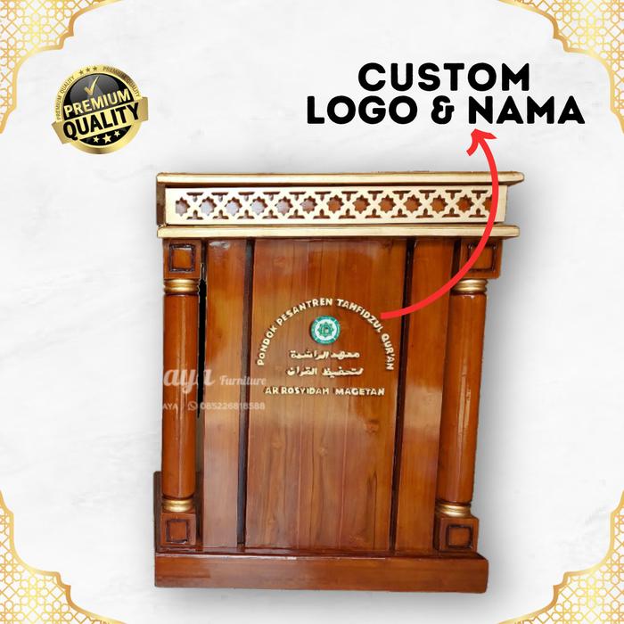 Jual Mimbar Podium Minimalis Kayu Jati + Custom Logo Dan Nama - Kab ...