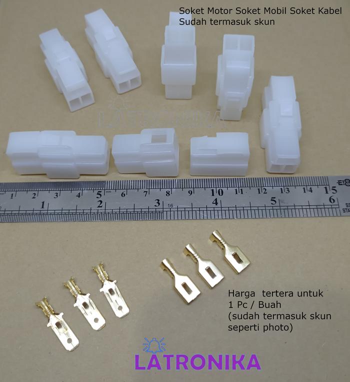 Jual Soket Motor Mobil 3 Pin Besar + Skun Socket 3Pin Konektor Kabel 3P ...