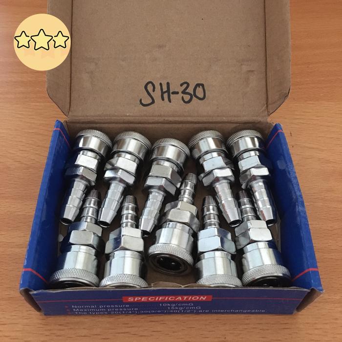 Jual QUICK COUPLER SH30 10MM sambungan selang kompresor recoil kopler ...