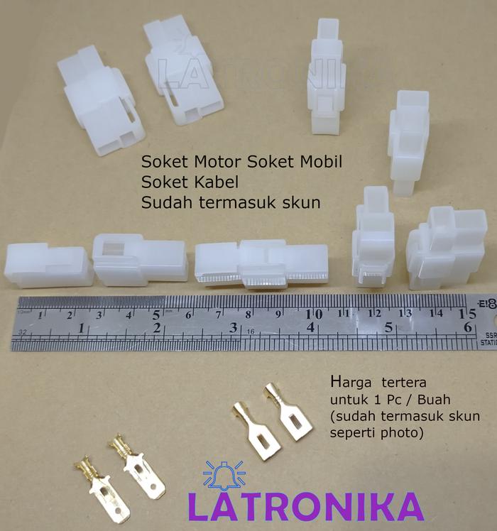 Jual Soket Motor Mobil 2 Pin Besar + Skun Socket 2Pin Konektor Kabel 2P ...