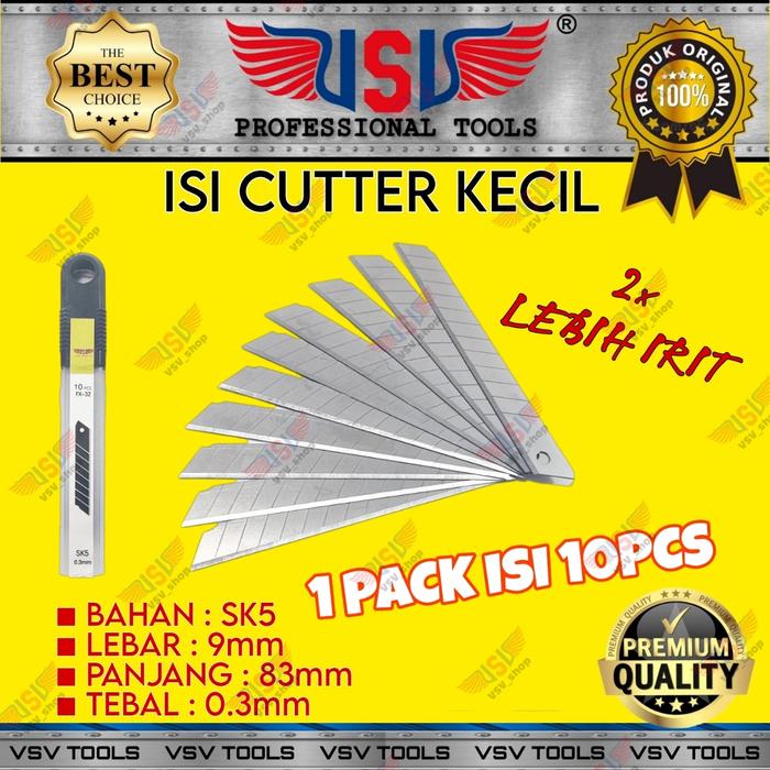 Jual Isi Cutter Kecil 9mm Refill Cutter Tebal 0.3mm isi 10pcs Bahan SK5 ...