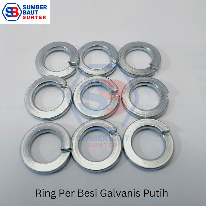 Jual M4 Ring Per Besi Putih Galvanis 4mm Spring Washer isi 100 pcs ...