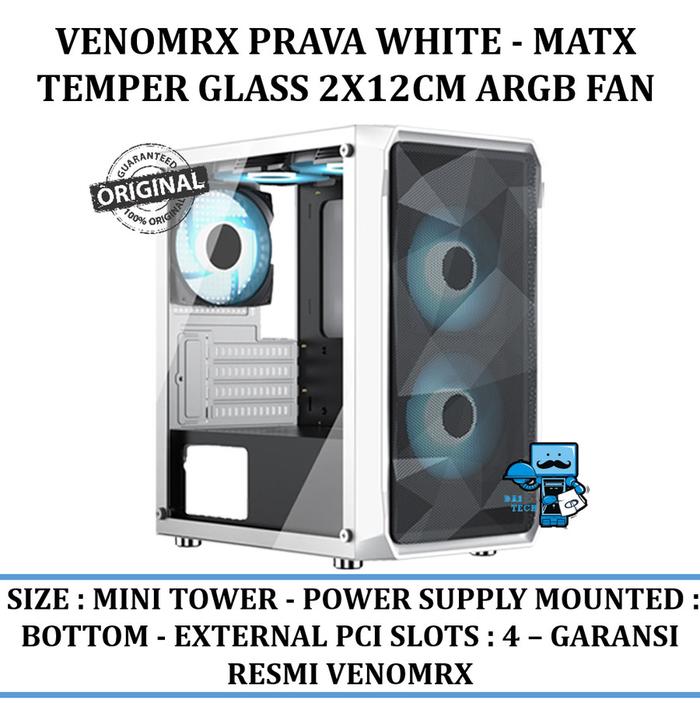 Jual Casing Pc Venomrx Prava White Matx Temper Glass 2x12cm Argb Fan ...