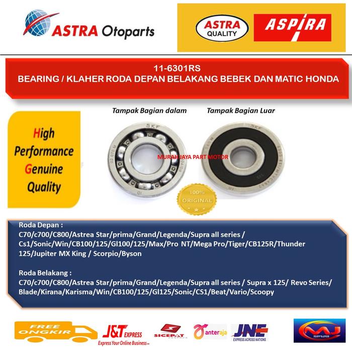 Jual KLAHER RODA / BEARING RODA ASPIRA SKF 11-6301RS - Jakarta Barat - Murah Jaya Part Motor ...