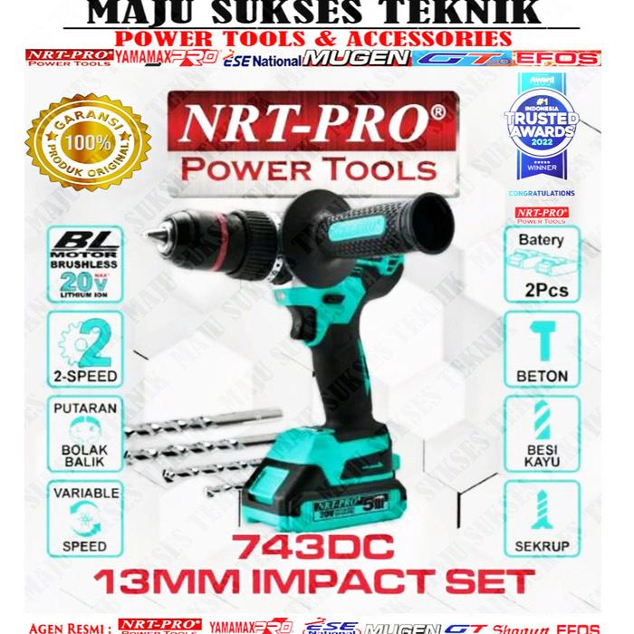 Jual NRT PRO 743 DC Cordless Impact Drill 13MM 20V Brushless Motor ...