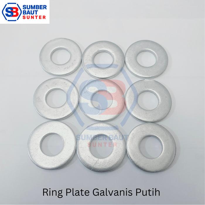 Jual M8 Ring Plat Galvanis Putih WP Washer Plate 8mm per 100 pcs ...
