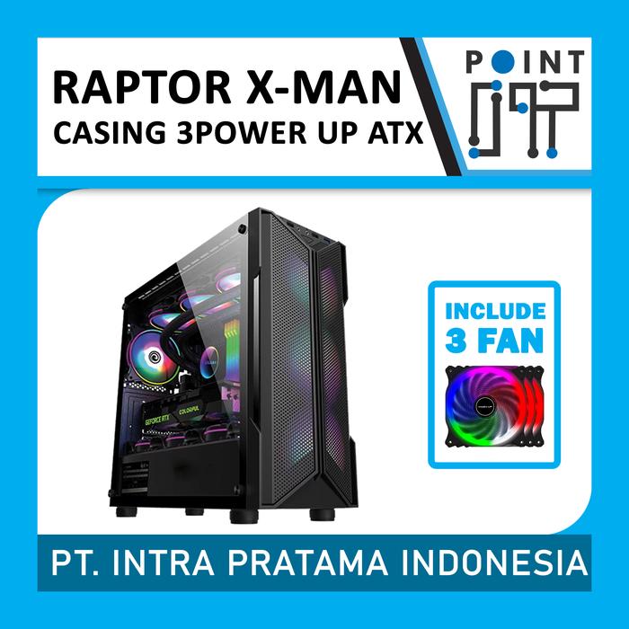 Jual Casing Komputer PC 3Power Up Raptor X-Man with LED FAN ATX CASE ...