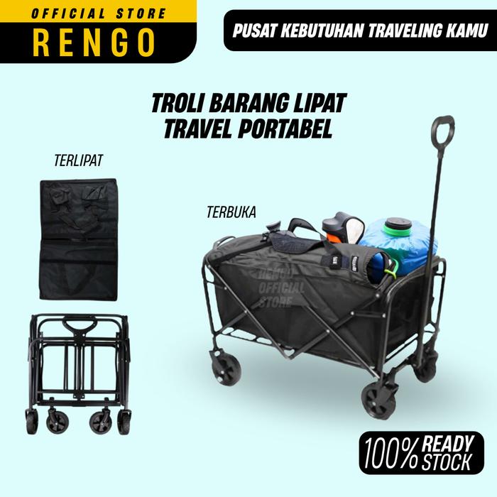 Jual Troli Lipat Portable Barang Camping Outdoor Travel Trolley - HITAM ...