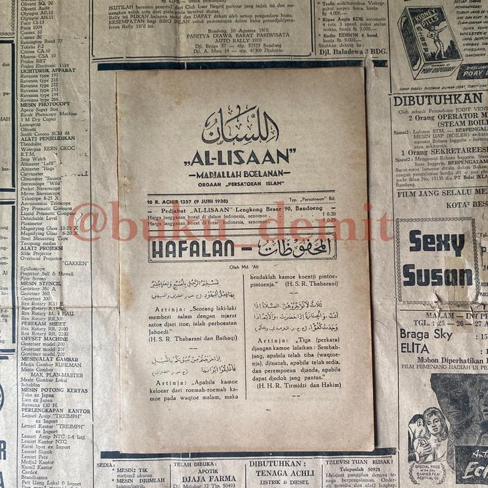 Jual Majalah Al Lisaan 1938 - Persatoean Islam A. Hassan Gabung Miai Di ...
