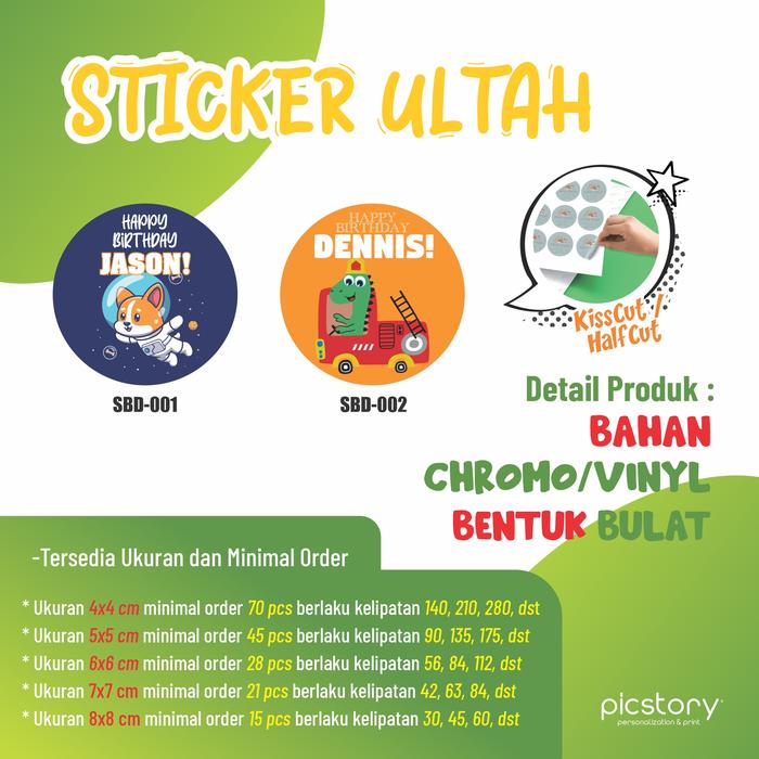 Jual Stiker Bulat Ulang Tahun Anak/ Cetak Sticker Ultah Birthday ...