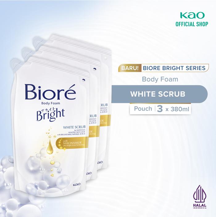 Promo Biore Bright White Scrub 380ml Pouch Triplepack- Sabun Mandi Cair - - KAO Official Store ...