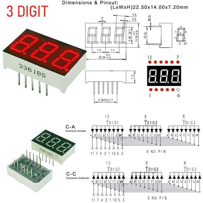 Jual Seven Segment Display 0.36" 1 2 3 Digit 7-Segment LED Digital Tube ...