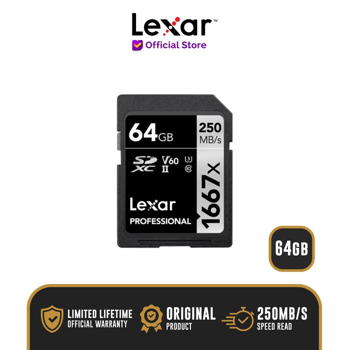 Promo Lexar Professional 1667x SDXC UHS-II V60 64GB - Memory Card 64 GB ...