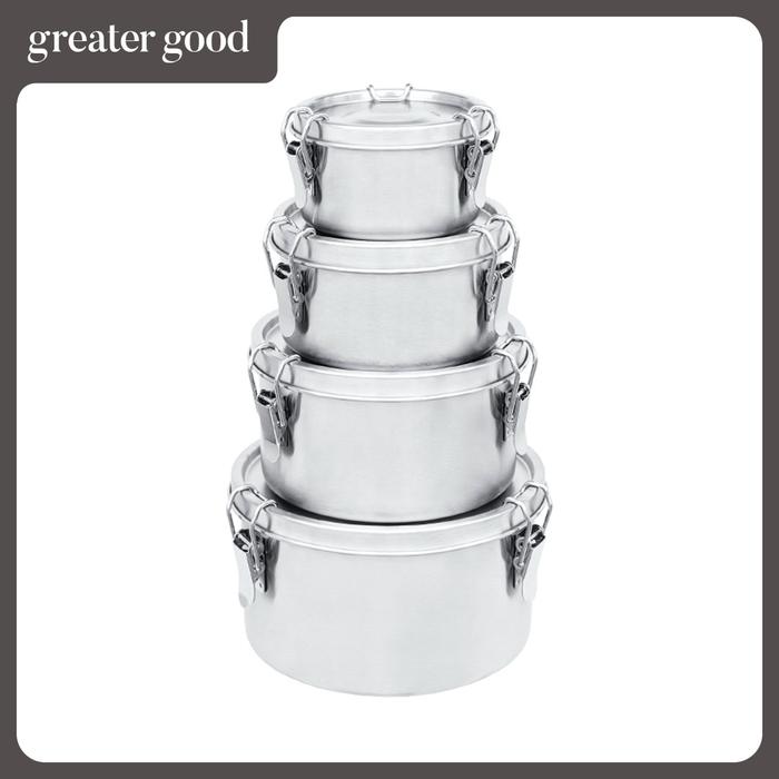 Promo Greater Good - Pack of 4 Stainless Steel Round Food Containers ...