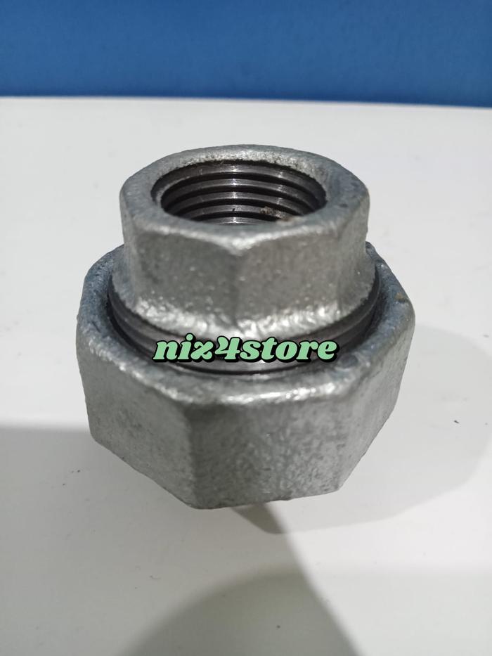Jual Water Mur Drat 1/2 Inch / Union Water Mur Besi Galvanis 1/2 Inch ...