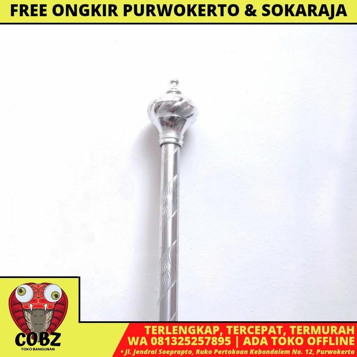 Jual 200 CM / NM Batang Rel Gorden Rolet Bulat Stainless Silver Set ...