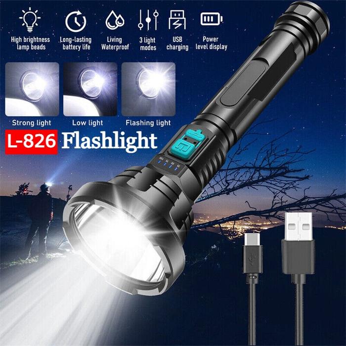 Promo Senter Cree Led 80W Super Terang / Senter Cas USB Portable Jarak ...