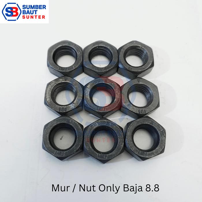 Jual M8 x 1.25 Mur Baja 8.8 Hitam Nut Only Hexagon High Tensile Kunci 13 - Jakarta Utara ...