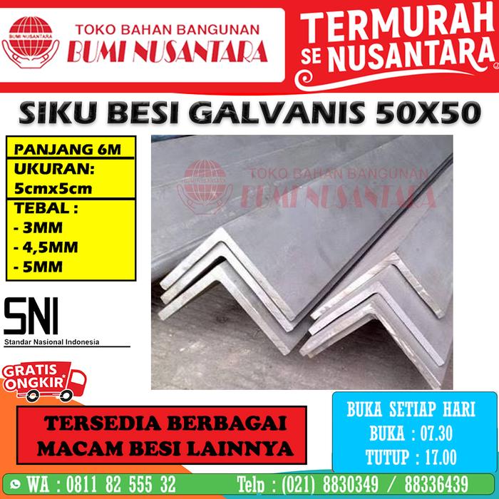Jual SIKU GALVANIS 50X50 6 METER HOT DIP BESI SNI STEEL ANGLE 50 X 50 ...