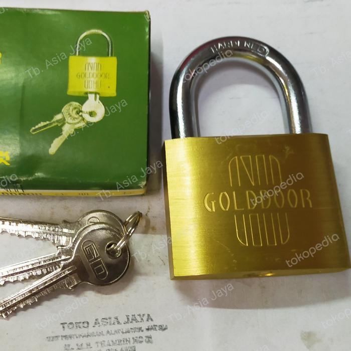 Jual Gembok kuningan / Solid brass padlock ukuran 75mm merk Golddoor ...