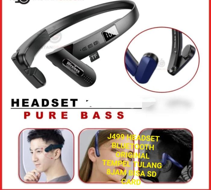Jual J499 HEADSET BLUETOOTH ORI BONE CONDUCTION 8 JAM BISA SD CARD ...