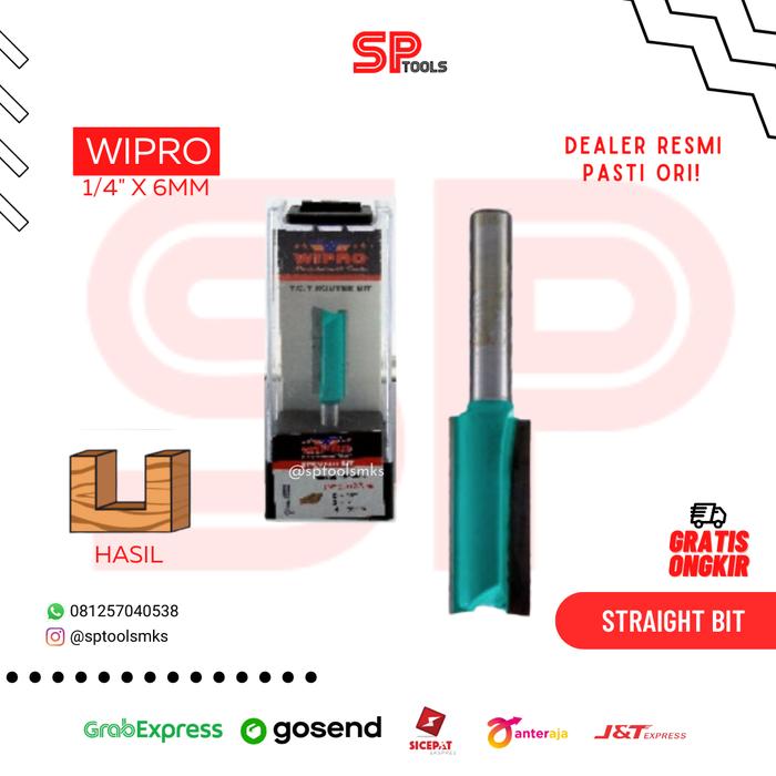 Jual MATA TRIMMER ROUTER PROFIL LURUS STRAIGHT BIT 1/4" X 6MM WIPRO ...