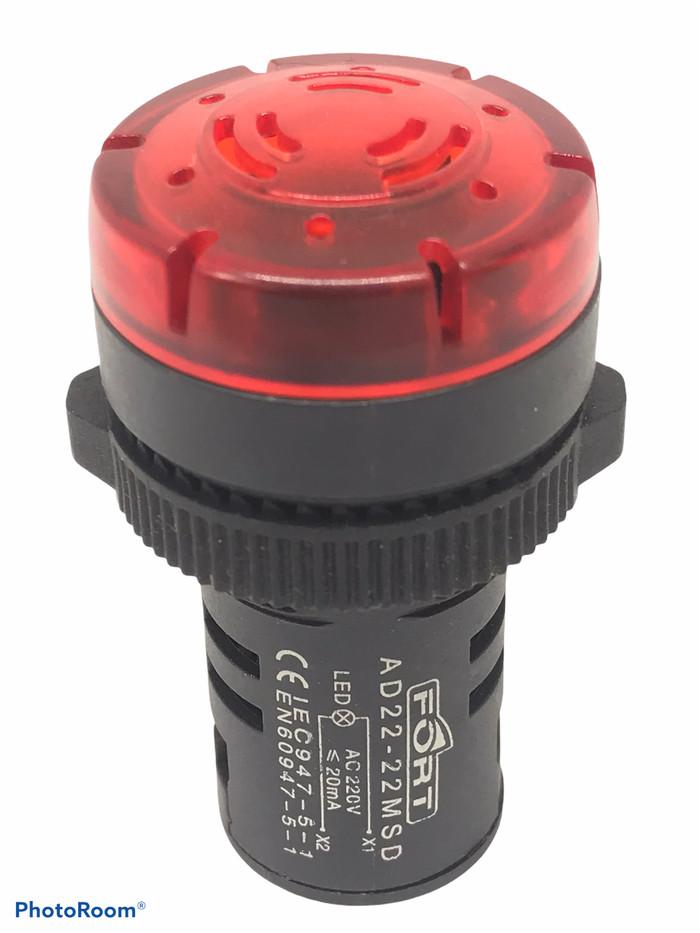 Jual FORT Buzzer with LAMP Red Merah 220V AD22-22MSD 22mm 24VDC - 24 ...