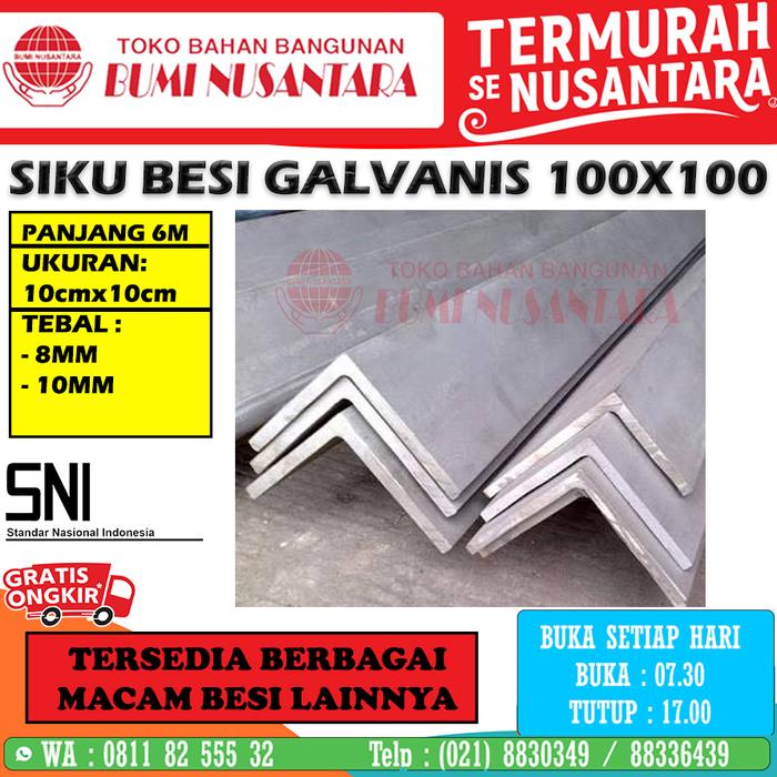 Jual SIKU GALVANIS 100X100 6 METER HOT DIP BESI SNI STEEL ANGLE 100 X ...