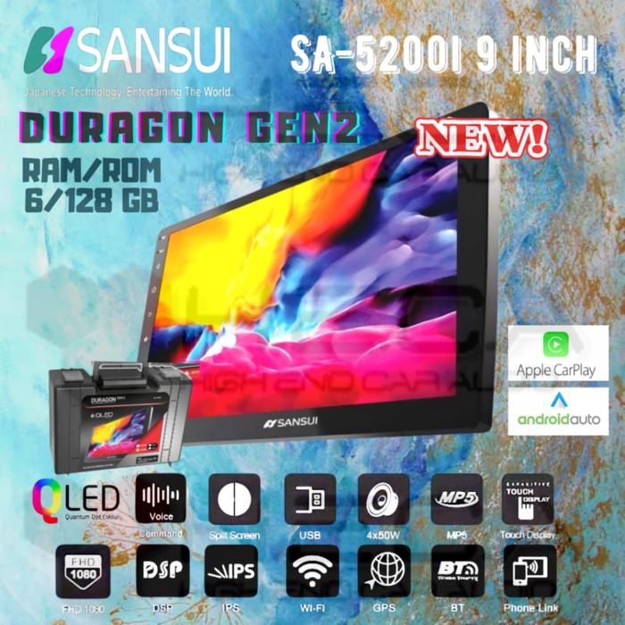 Jual Sansui SA-5200I DURAGON GEN2 6/128 GB Android 9" Head Unit G2 Gen ...