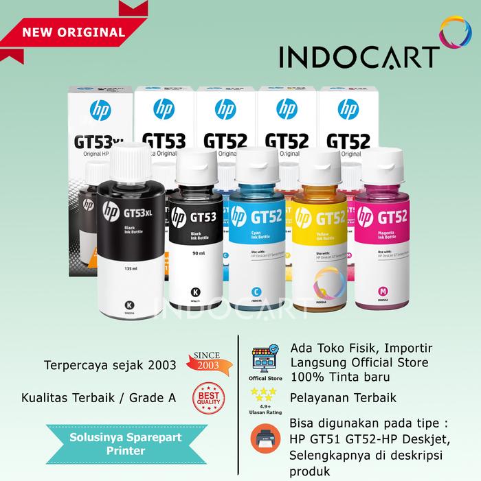 Jual Tinta Original HP GT51 GT52 GT53 Printer HP Smart Tank 550 580 585 ...
