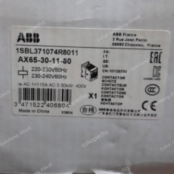 Jual Ax65-30-11-80 New (A65-30-11), Contactor Abb - Jakarta Barat ...