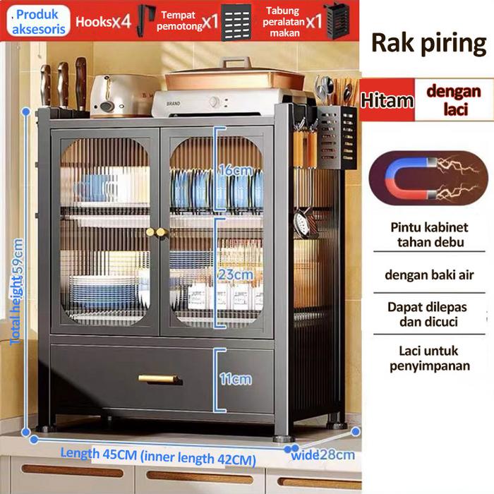 Promo Rak Piring Tertutup Stainles Dengan Laci Rak Mangkuk Tempat - 3 ...