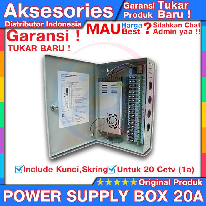 Jual Power Supply / PSU Box 20A 12V CCTV + Kunci & Sekring Original ...