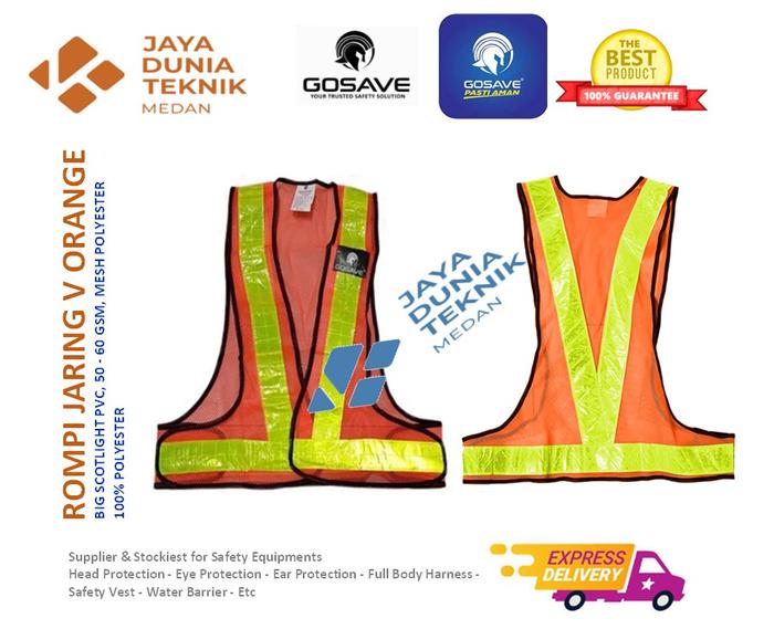 Jual Rompi Jaring Model V , Rompi safety V orange gosave - Kota Medan ...