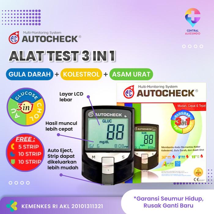 Jual AUTOCHECK 3 in 1 Alat Cek Gula Darah / Asam Urat / Total Kolestrol ...